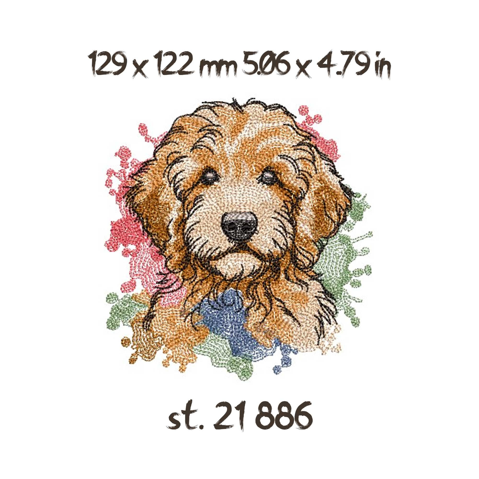 Goldendoodle Embroidery Design | Watercolor Puppy Pattern | 5x7 Hoop ...