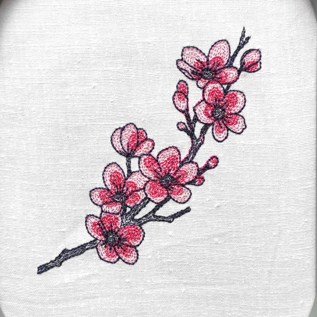 Cherry Blossom Embroidery Design | Delicate Sakura Branch for Gifts ...