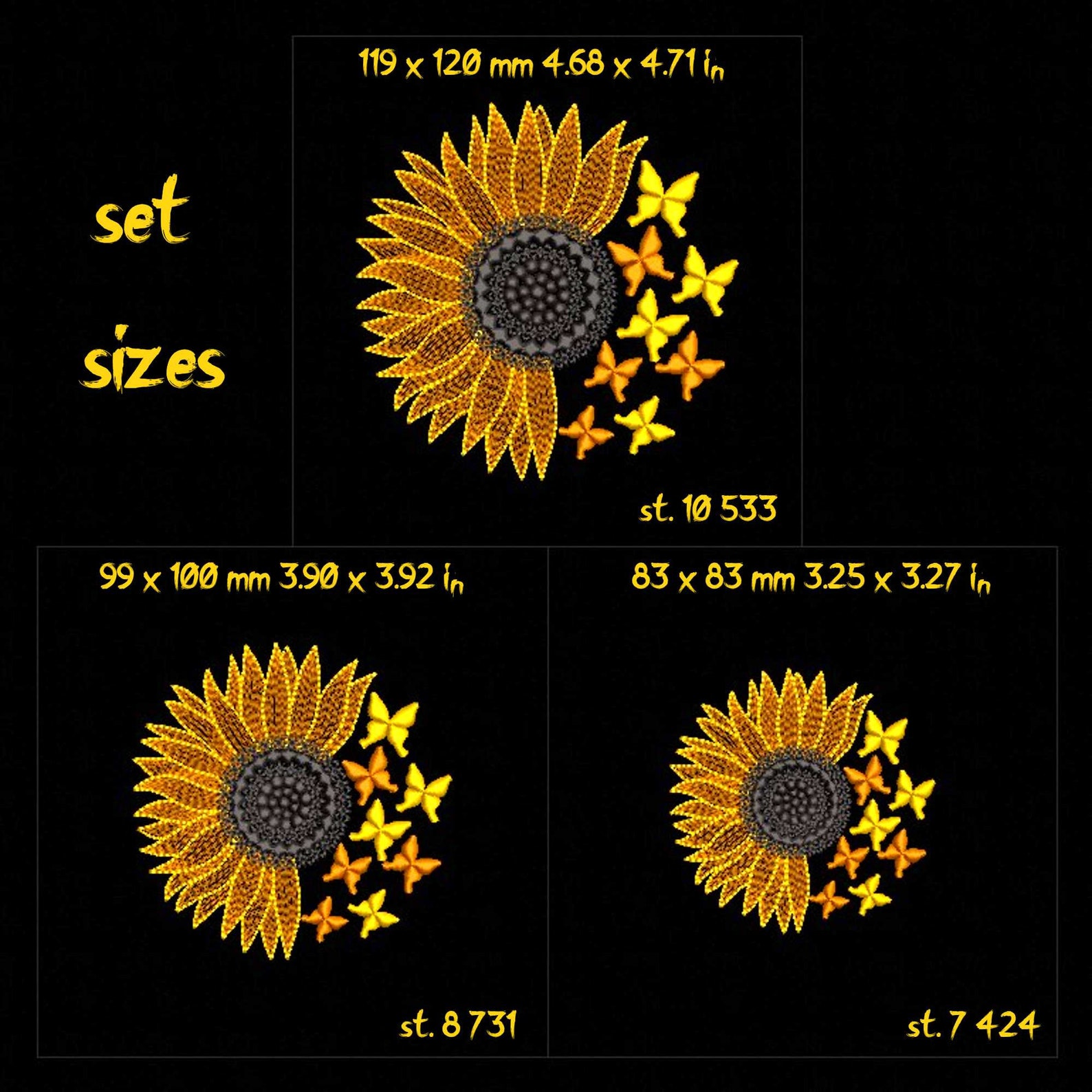 Embroidery Design Sunflower Embroidery Designs Butterflies - Etsy