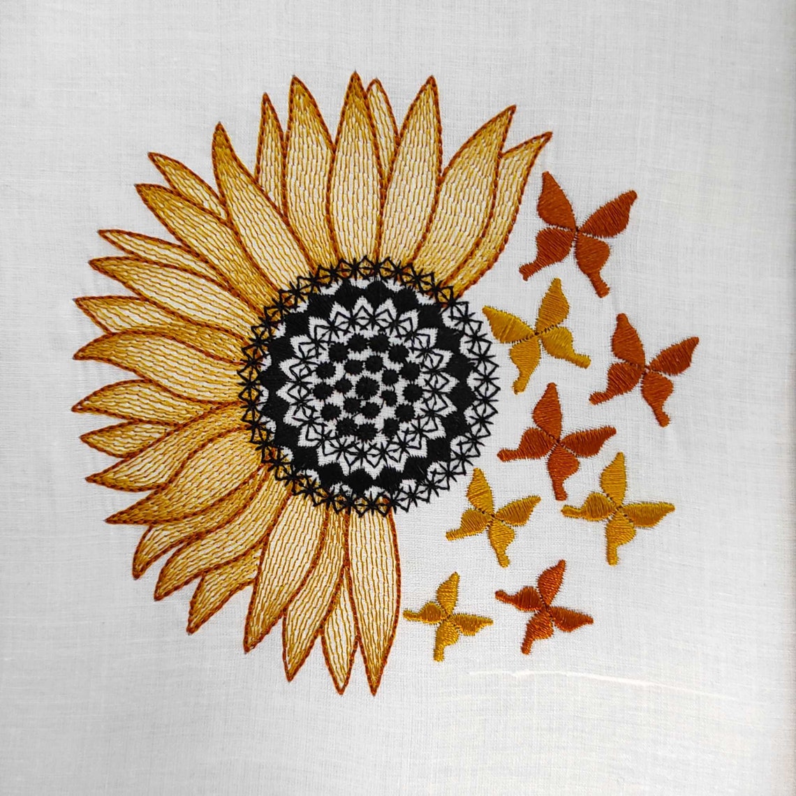 Embroidery Design Sunflower Embroidery Designs Butterflies - Etsy