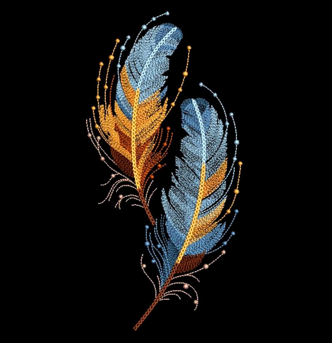 Feathers Embroidery Design | Machine Embroidery Digital File | 12x7 ...