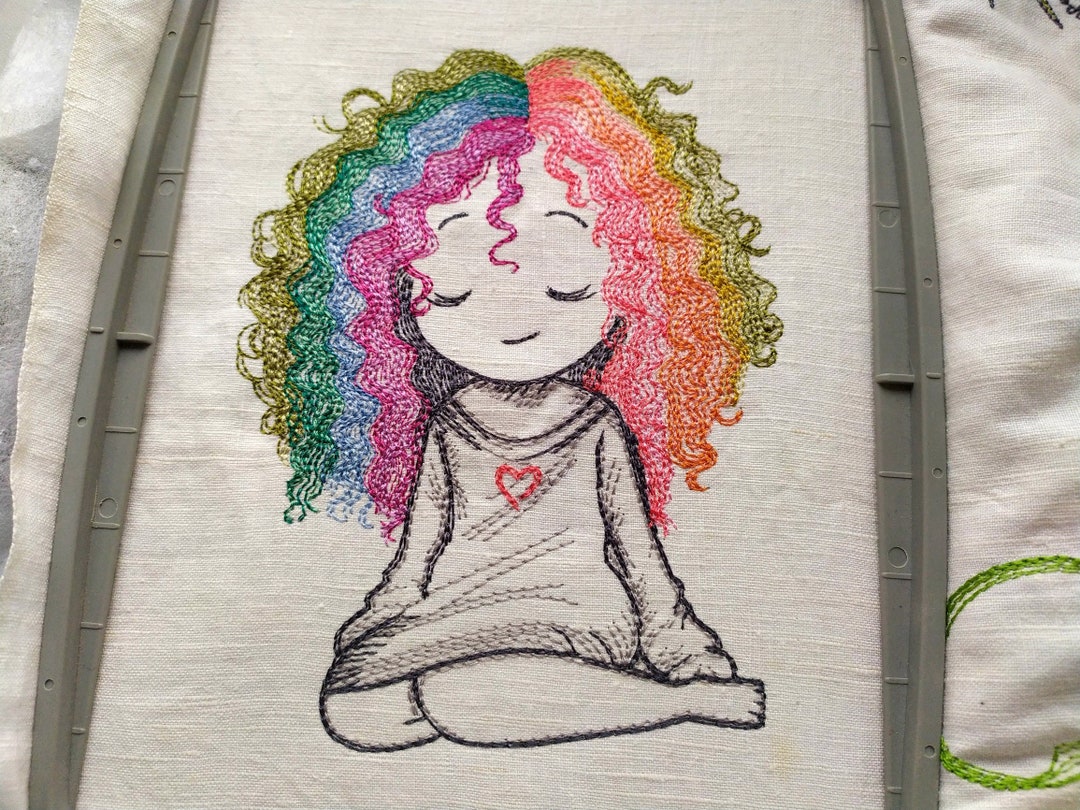 Embroidery Design Girl Embroidery Designs Rainbow - Etsy