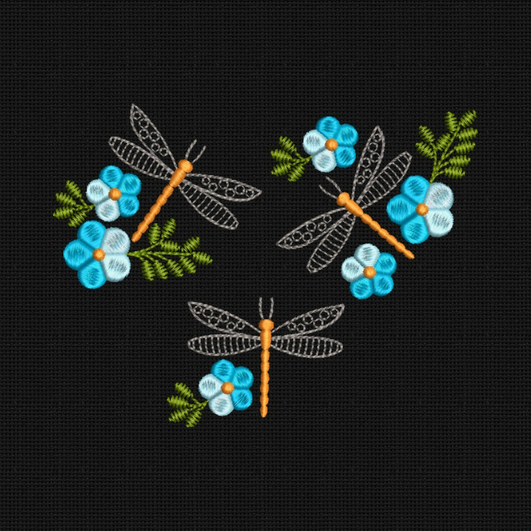 Dragonfly Embroidery Designs | Floral Mini Set of 3 | 4x4 Hoop | Light ...