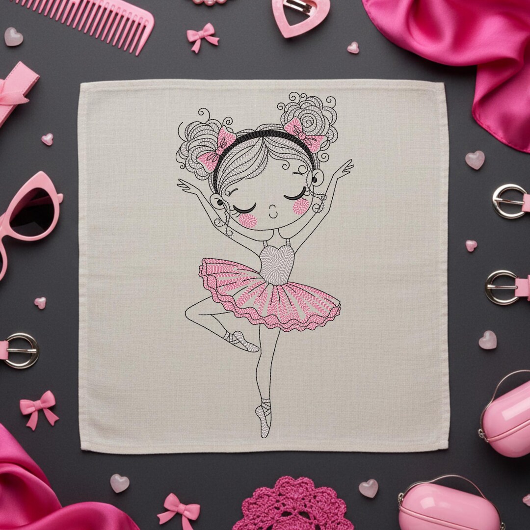 Ballerina Machine Embroidery Design Digital File | 5x7 Hoop | Little ...