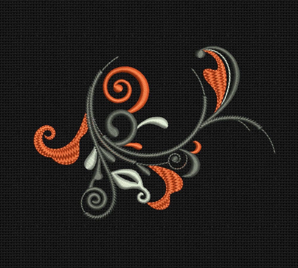 Swirls Embroidery Design Flowers Embroidery Designs | Etsy