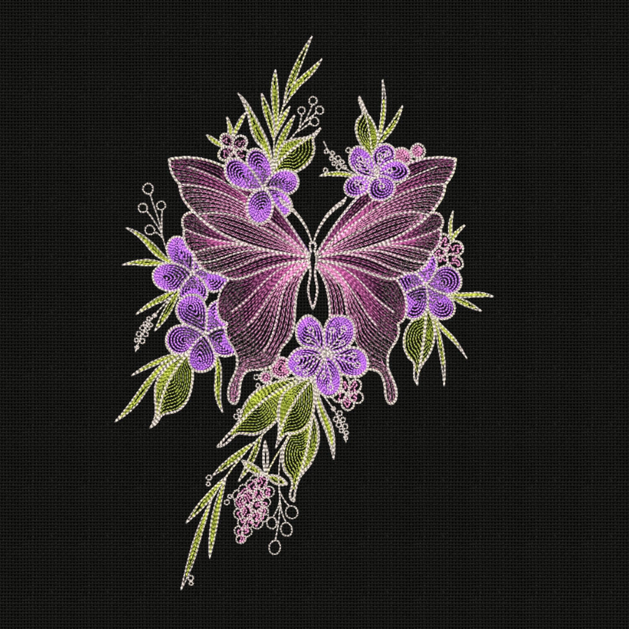 Embroidery Design Butterfly Embroidery Designs Flowers - Etsy