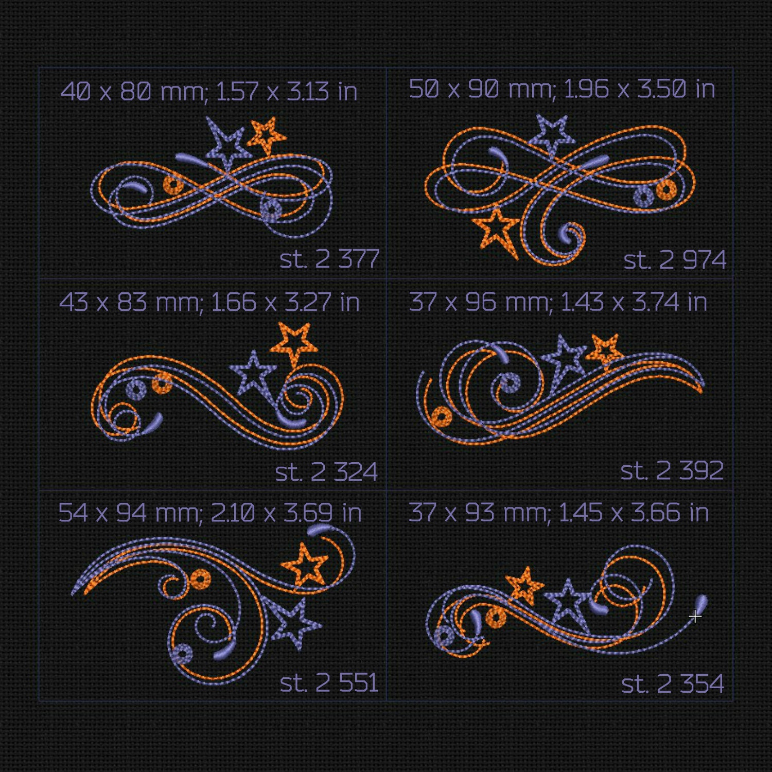 Embroidery Designs Stars Embroidery Design Swirls - Etsy