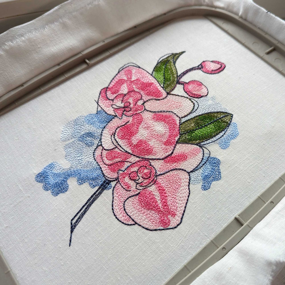 Embroidery Design Orchid, Embroidery Designs Flower - Etsy