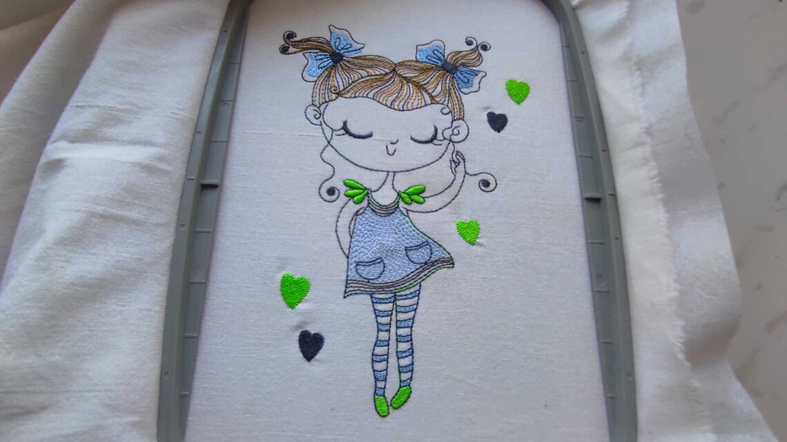 Embroidery Design Girl Embroidery Designs Cute - Etsy