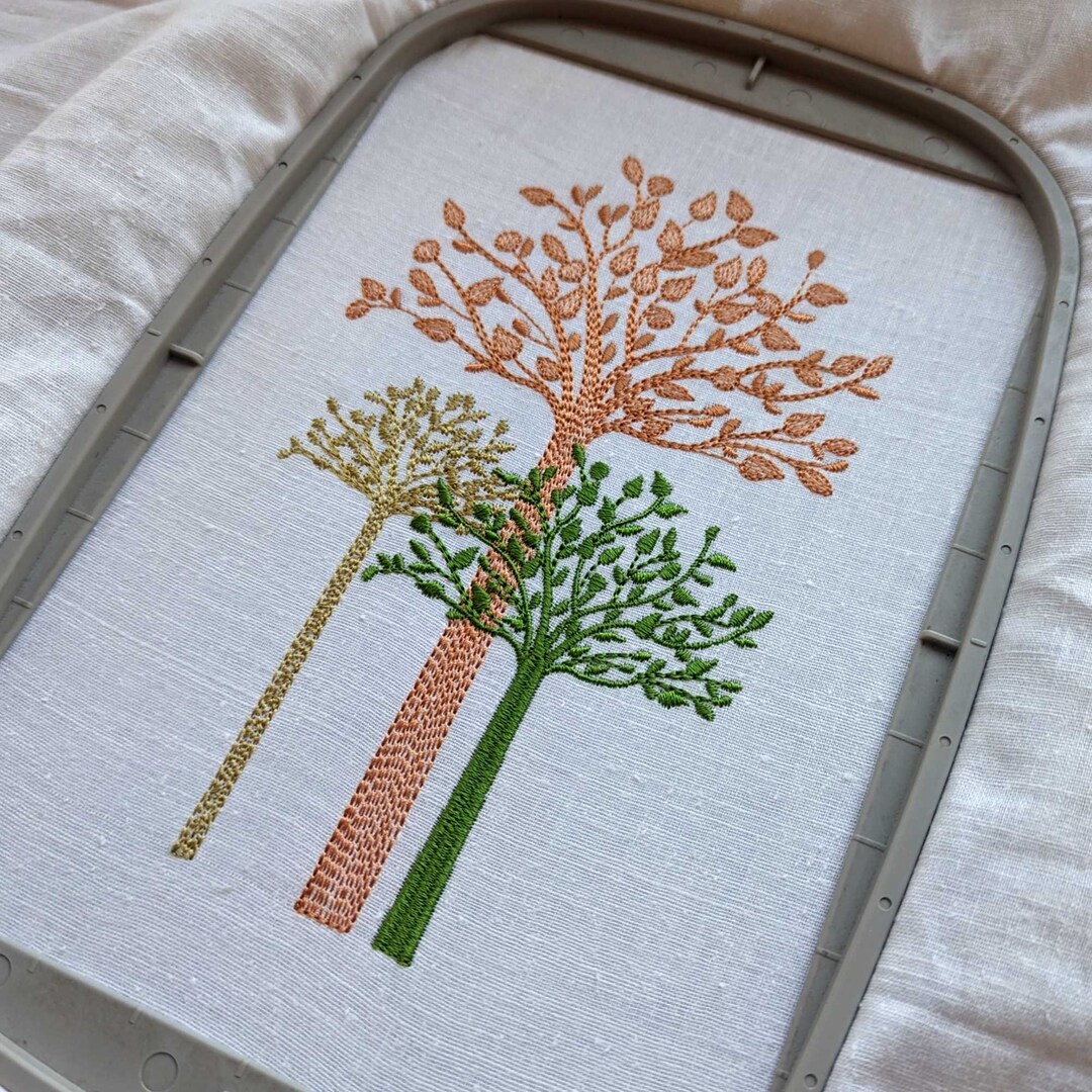 Autumn Tree Embroidery Design | Hoop 5x7 Forest Motif for Home Decor ...