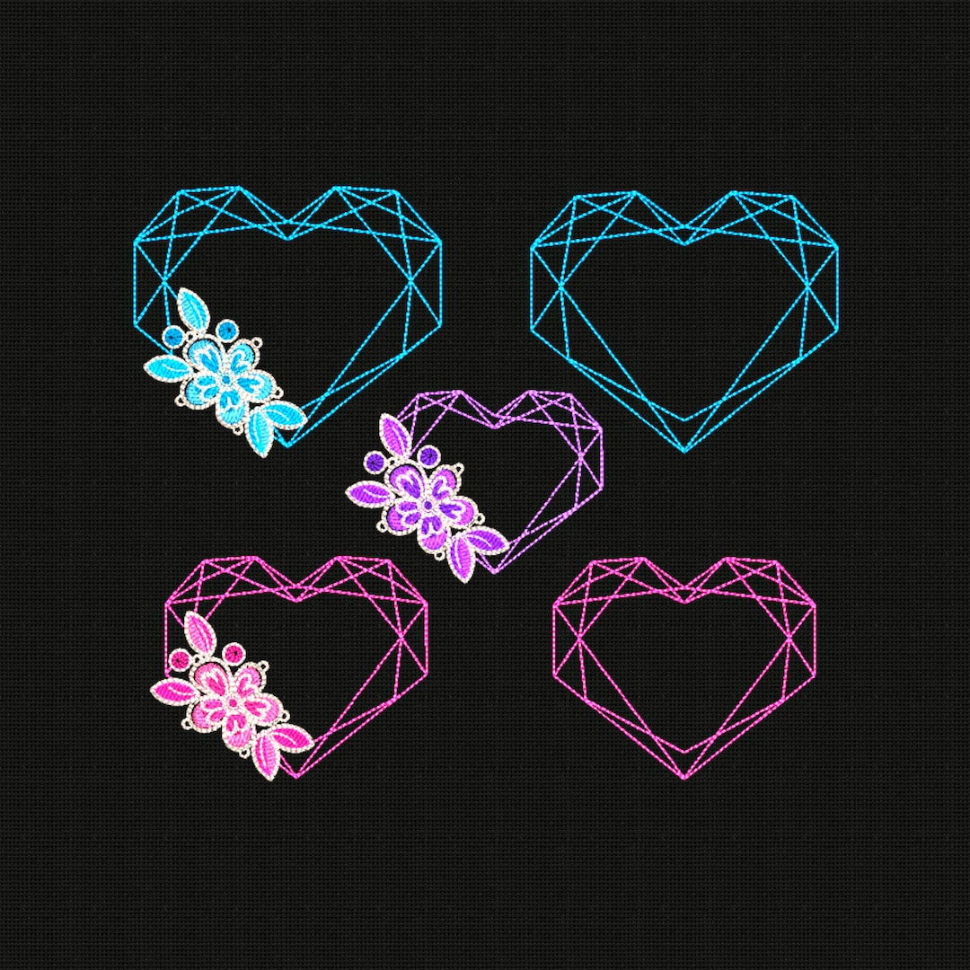 Embroidery Design Heart Embroidery Designs Flowers - Etsy