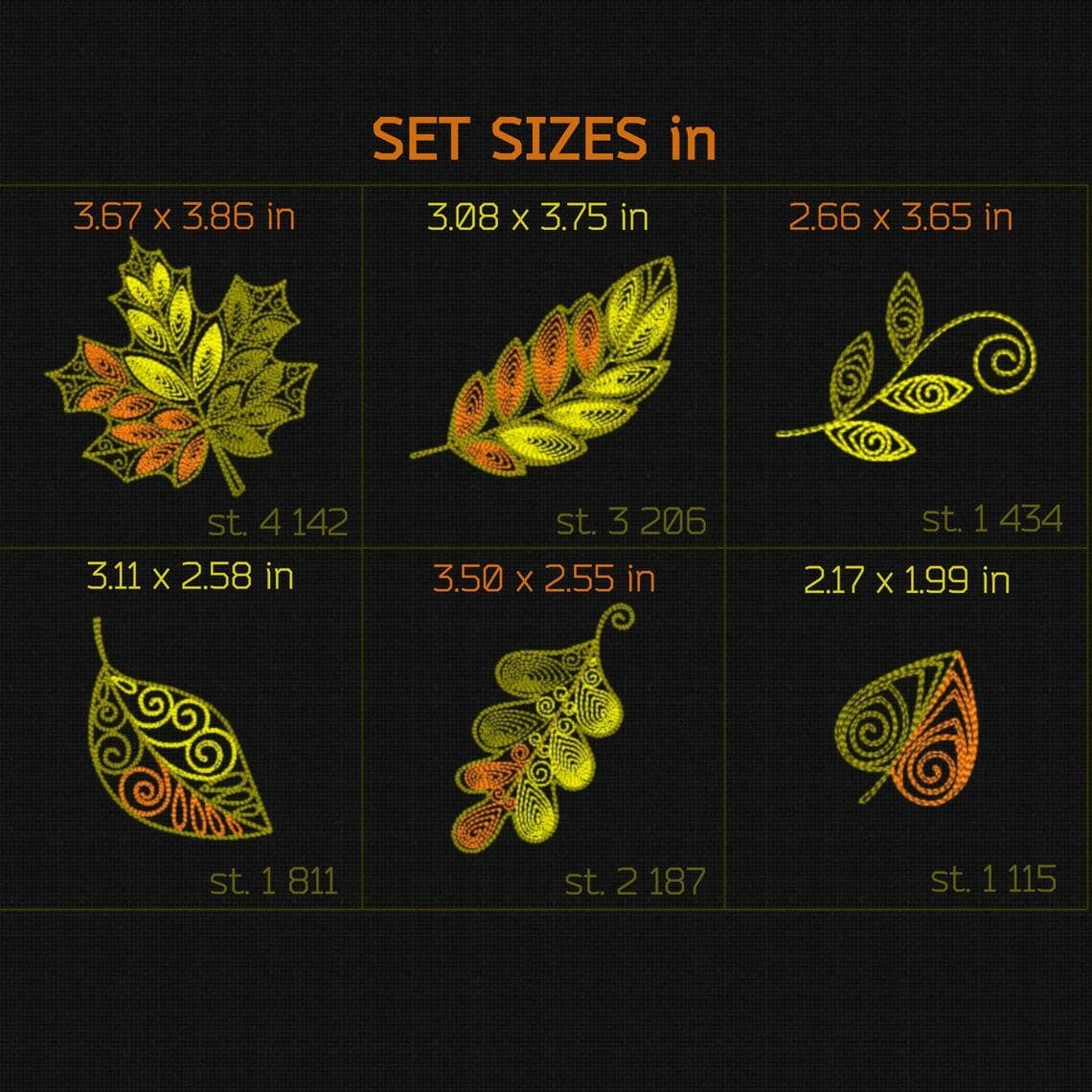 Embroidery Design Leaves Embroidery Designs Autumn | Etsy