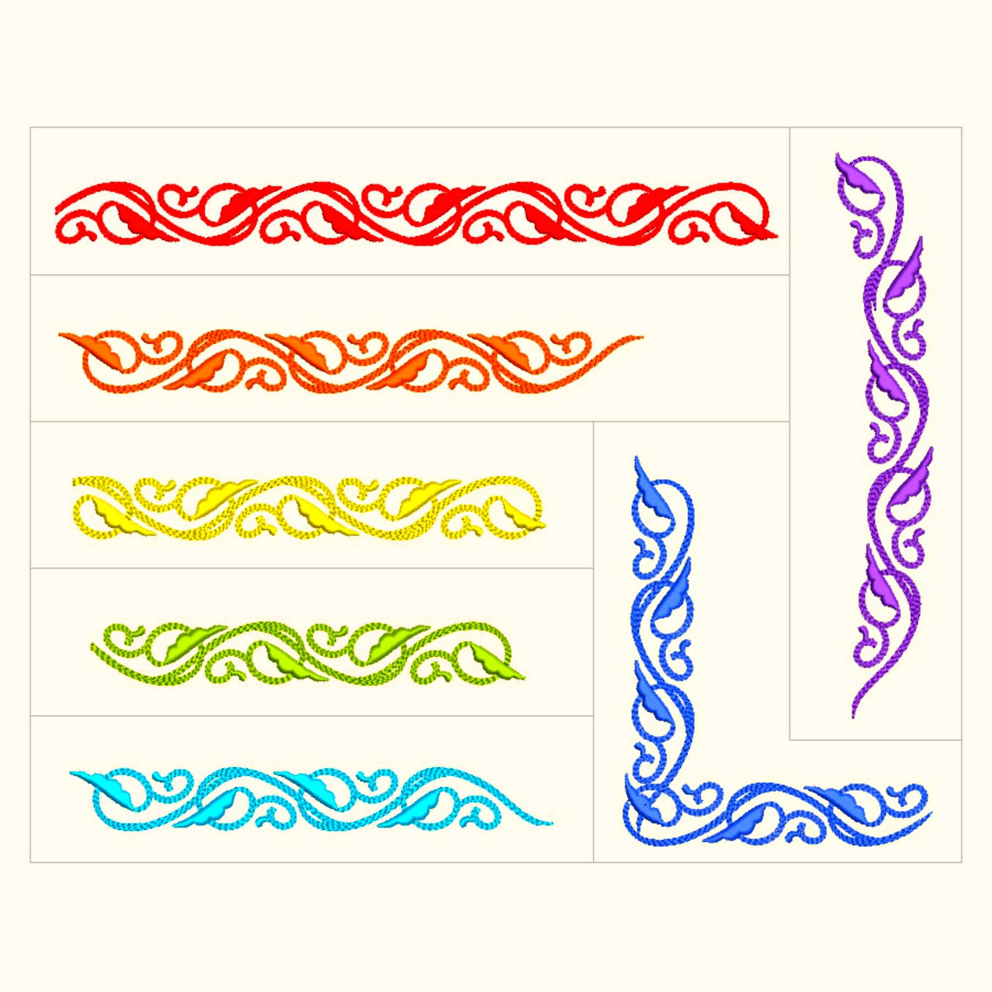 Machine Embroidery Designs Borders SET 7 items INSTANT | Etsy