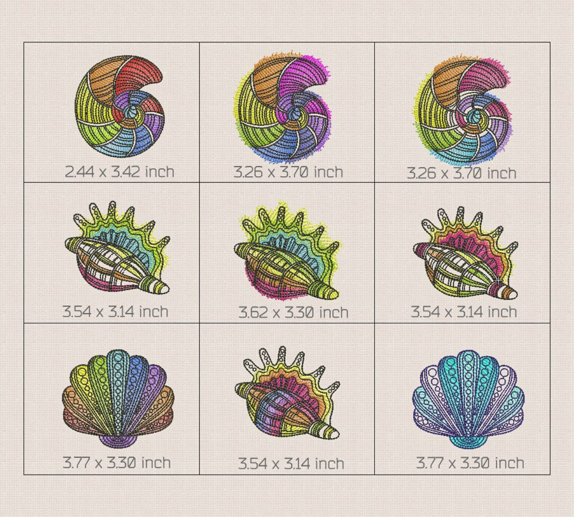 Embroidery Designs Seashells Embroidery Design - Etsy