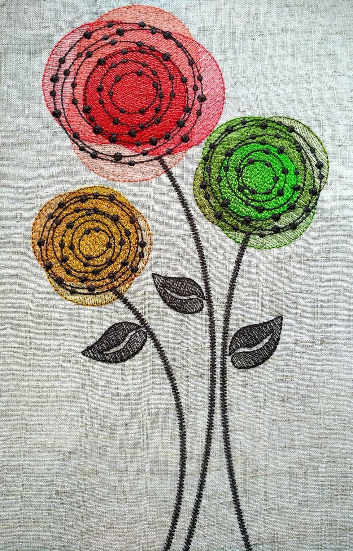 Modern Bouquet Machine Embroidery Design Set | 3 Sizes | 5x7 Hoop ...
