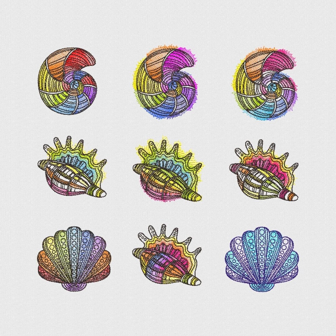 Seashells Embroidery Designs Set: Machine Embroidery File (digital ...