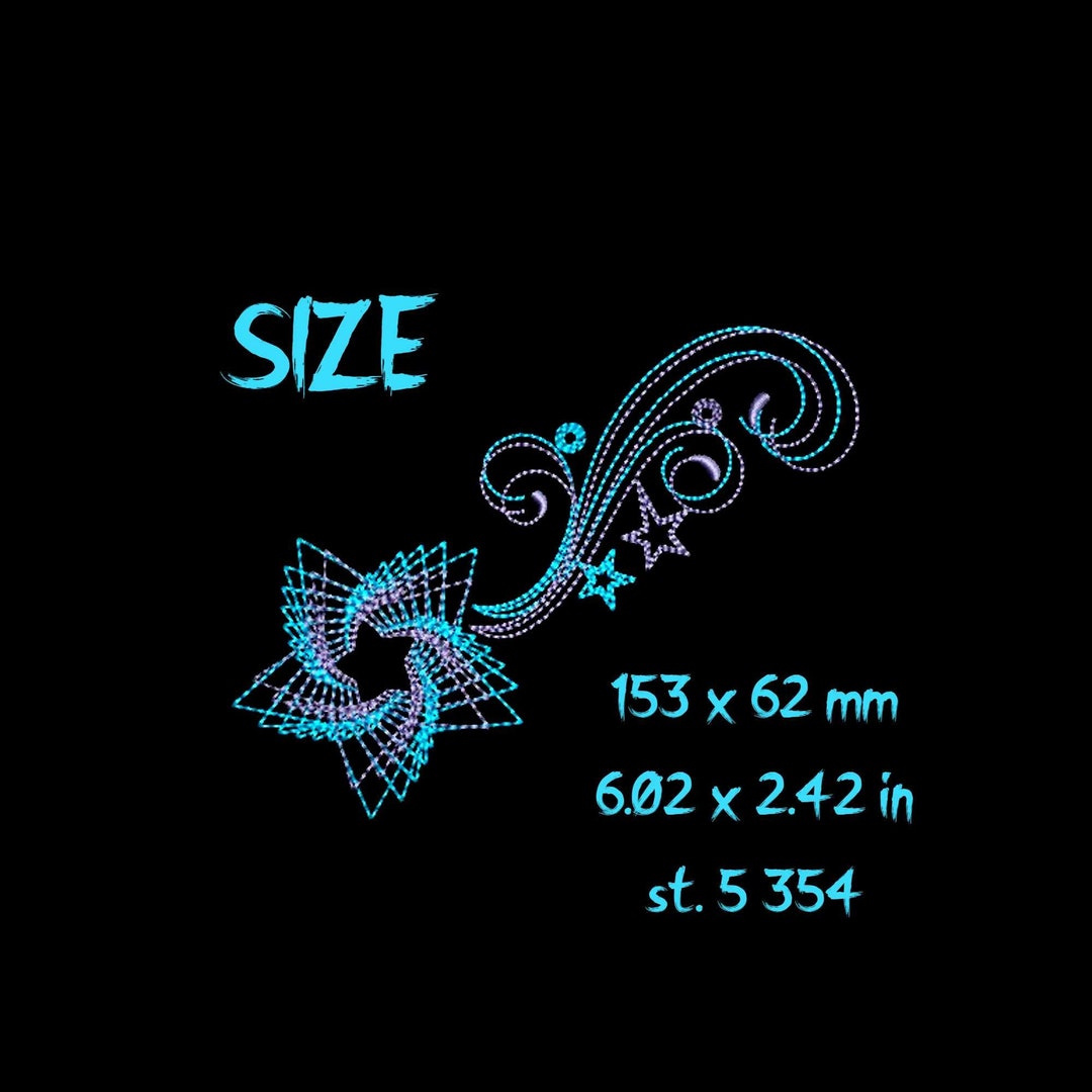 Swirling Star Embroidery Design - Graphic Motion Motif - 5x7 Hoop ...