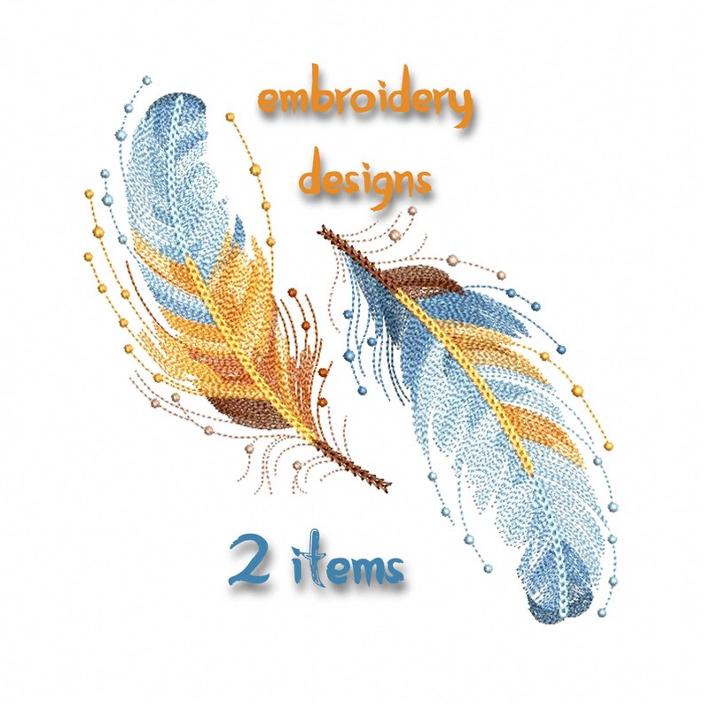 Boho Feather Embroidery Design Set | Elegant Linework Digital File ...