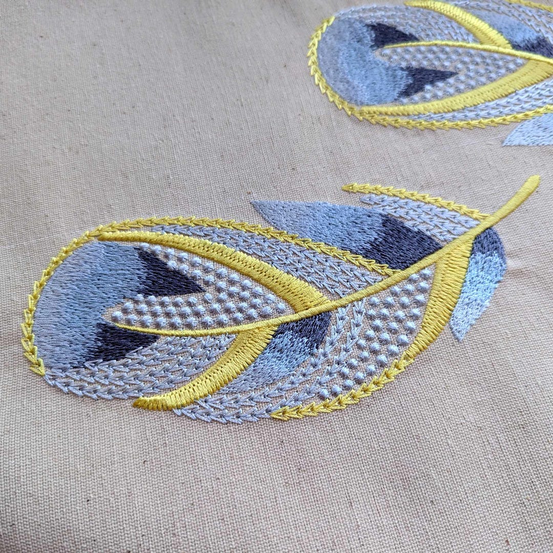 Feather Embroidery Design Set | Stylized Boho Motif | Digital Machine ...