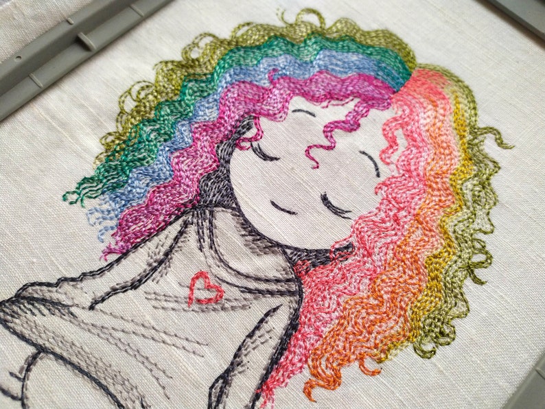 Embroidery Design Girl Embroidery Designs Rainbow - Etsy
