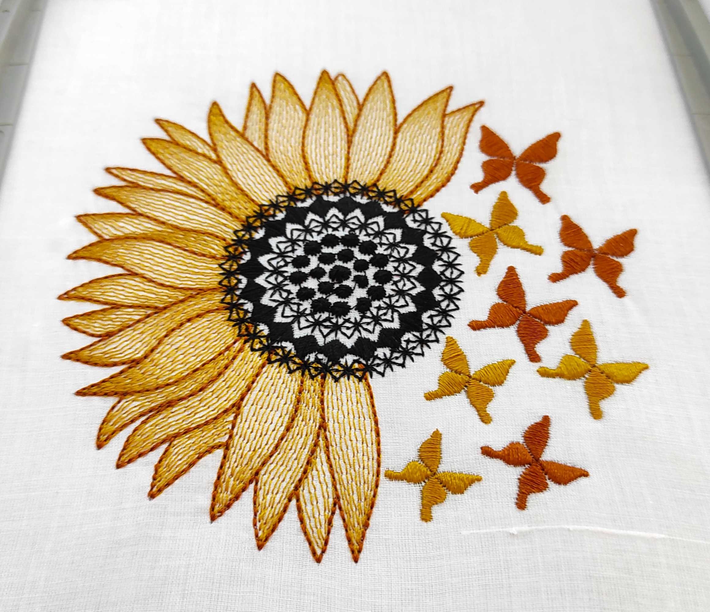 Embroidery Design Sunflower Embroidery Designs Butterflies - Etsy