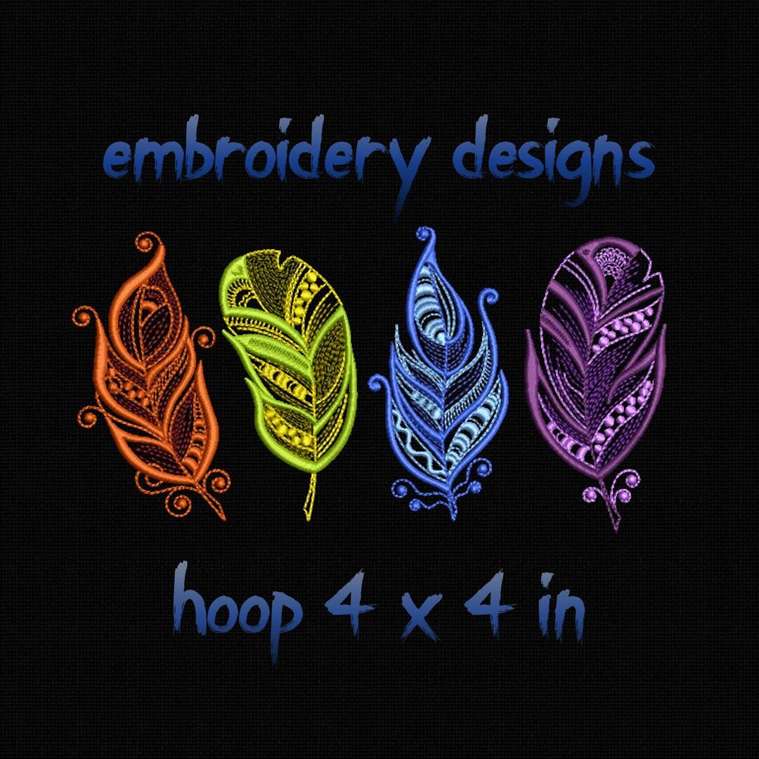 Feather Embroidery Design Set | Ethnic Boho Decorative File | Detailed ...