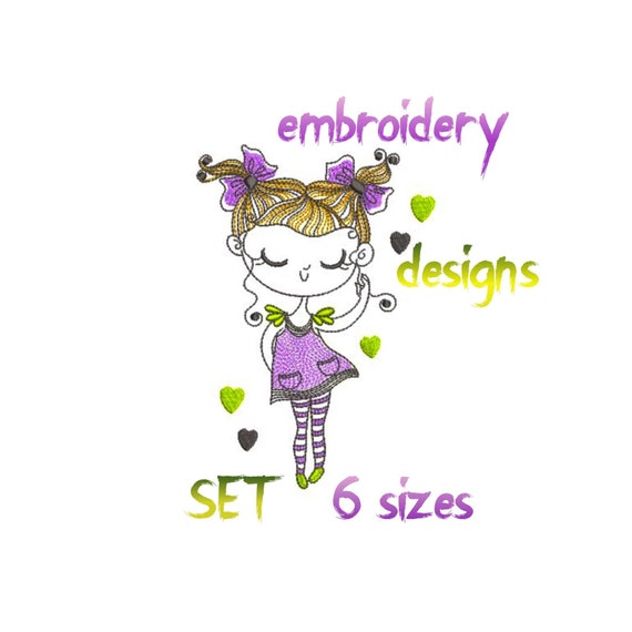 Embroidery Design Girl Embroidery Designs Cute - Etsy