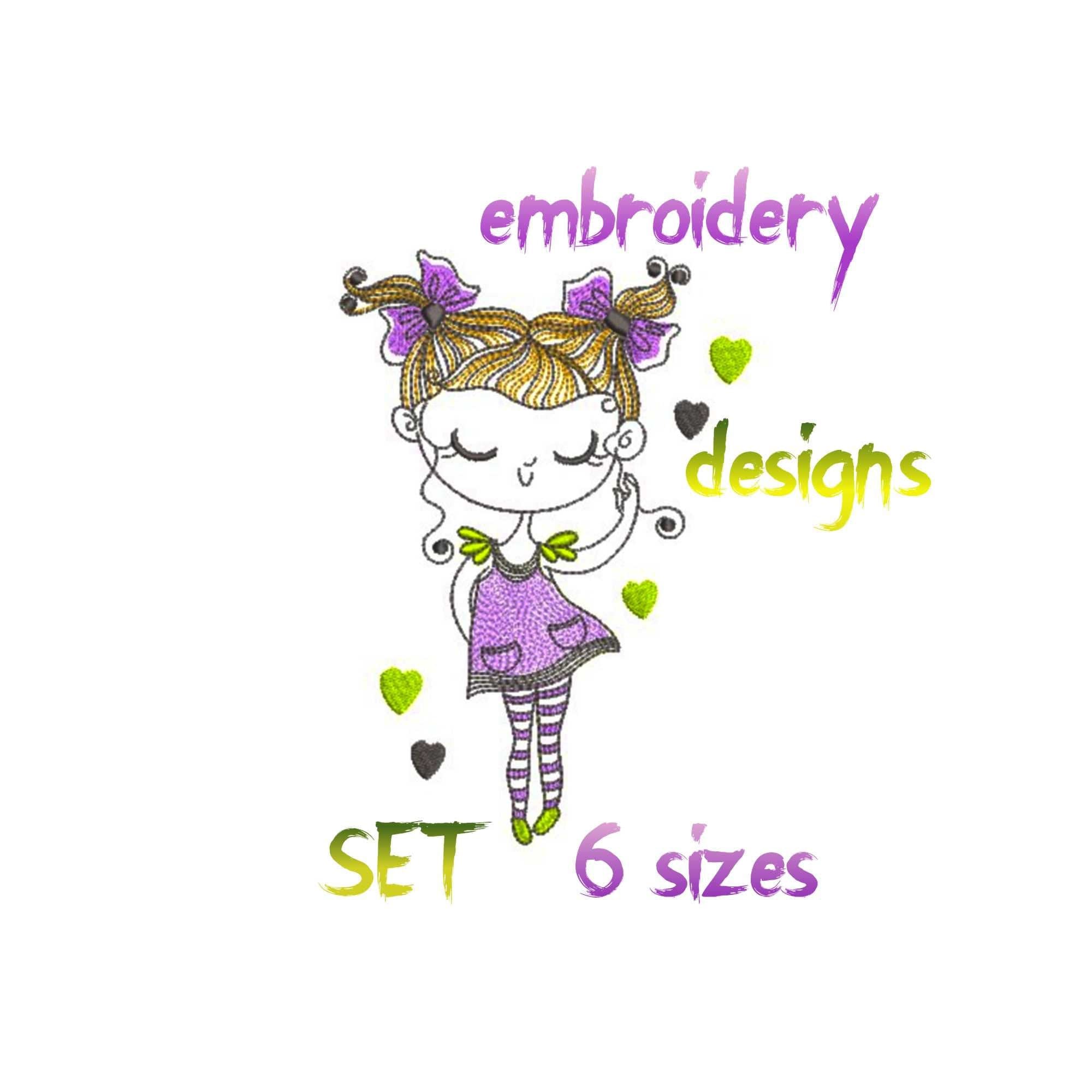 Embroidery Design Girl Embroidery Designs Cute - Etsy