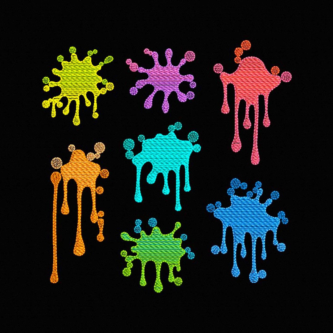 Embroidery Design Paint Splash Set | Neon Gradient Splatters Machine ...