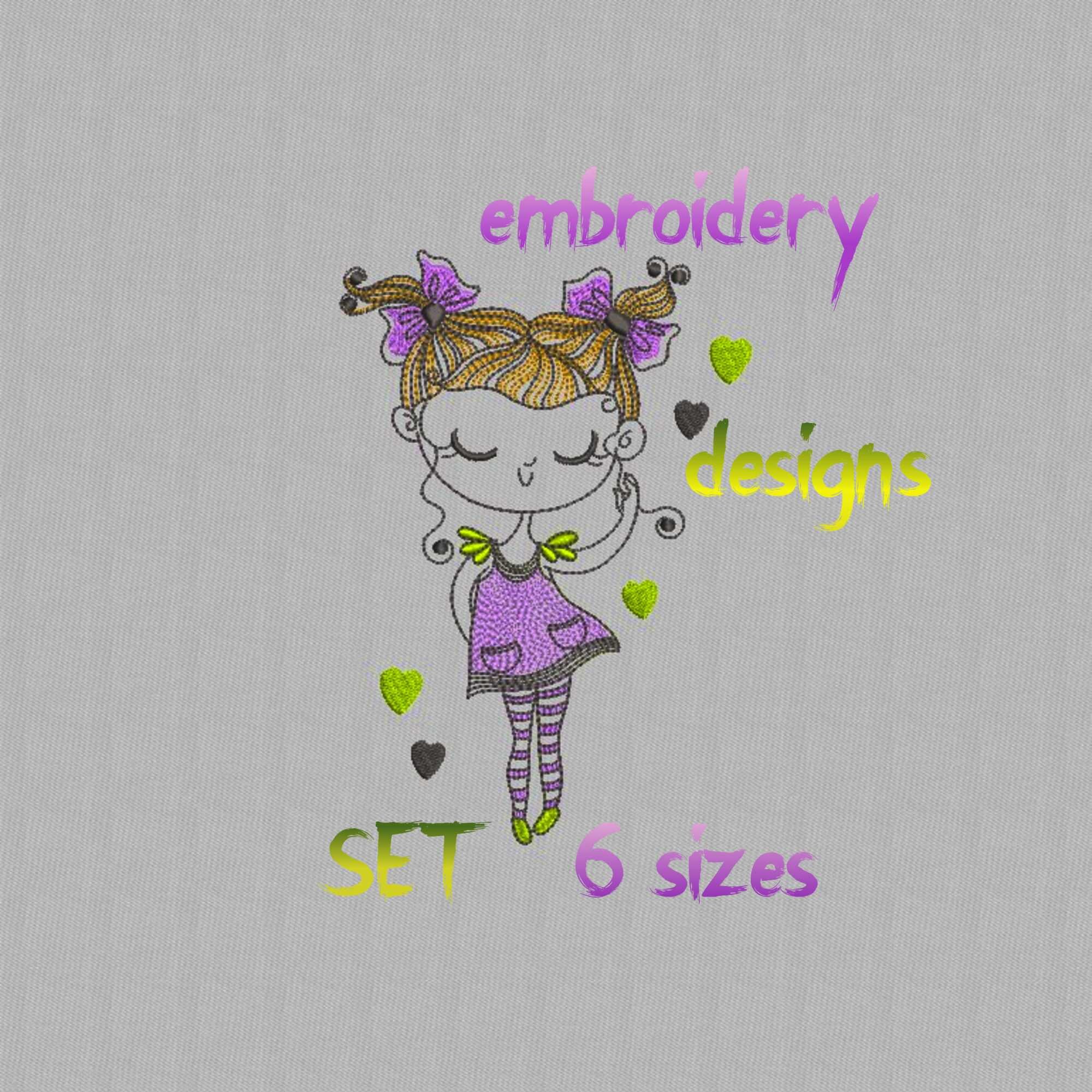Embroidery Design Girl Embroidery Designs Cute - Etsy