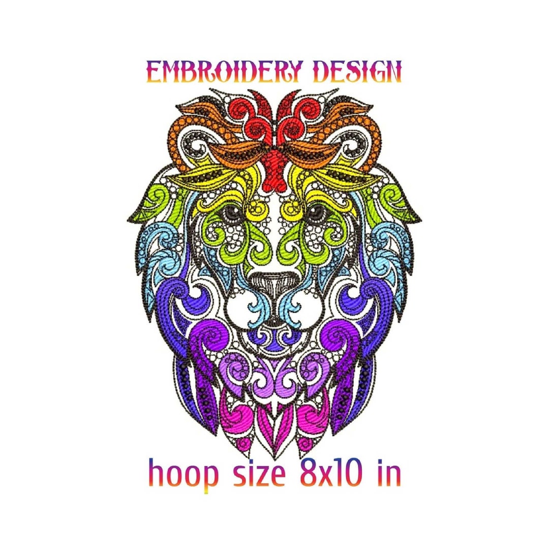 Embroidery Design Lion Embroidery Designs Rainbow Animals Machine ...