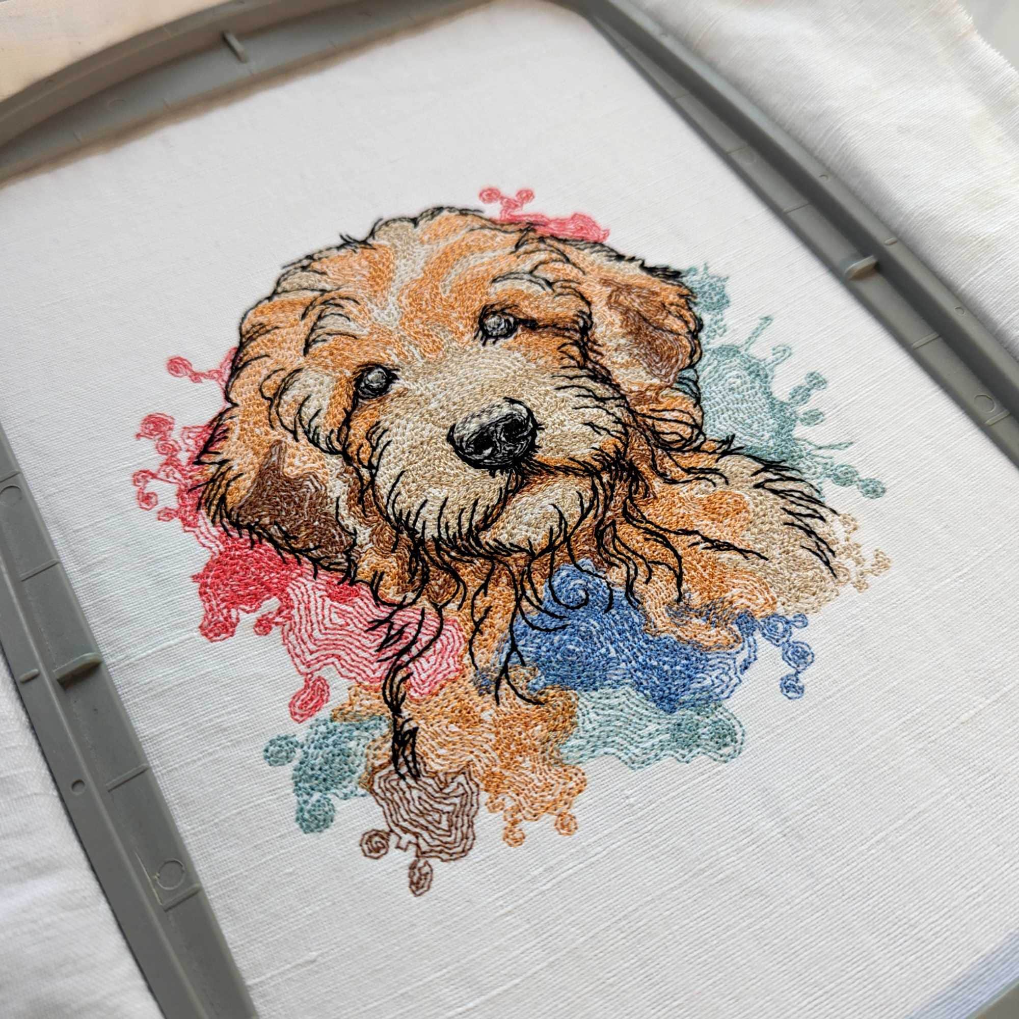 Goldendoodle Embroidery Design | Watercolor Puppy Pattern | 5x7 Hoop ...