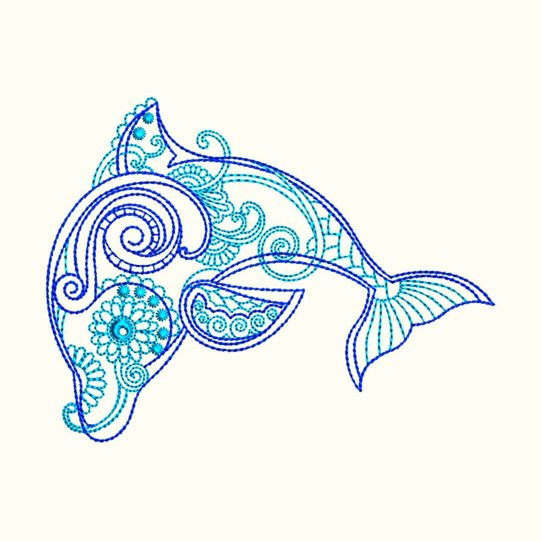 Embroidery Designs Dolphin Embroidery Design Animals - Etsy