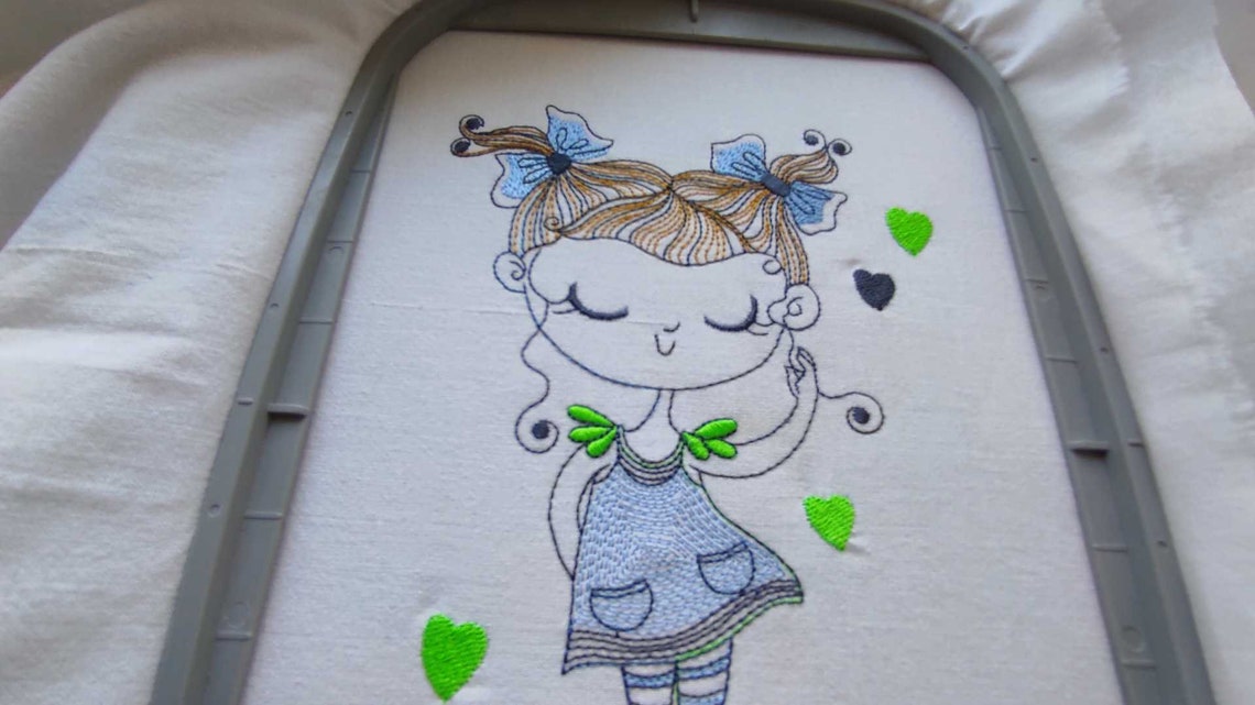 Embroidery Design Girl Embroidery Designs Cute - Etsy