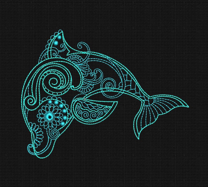 Embroidery Designs Dolphin Embroidery Design Animals - Etsy