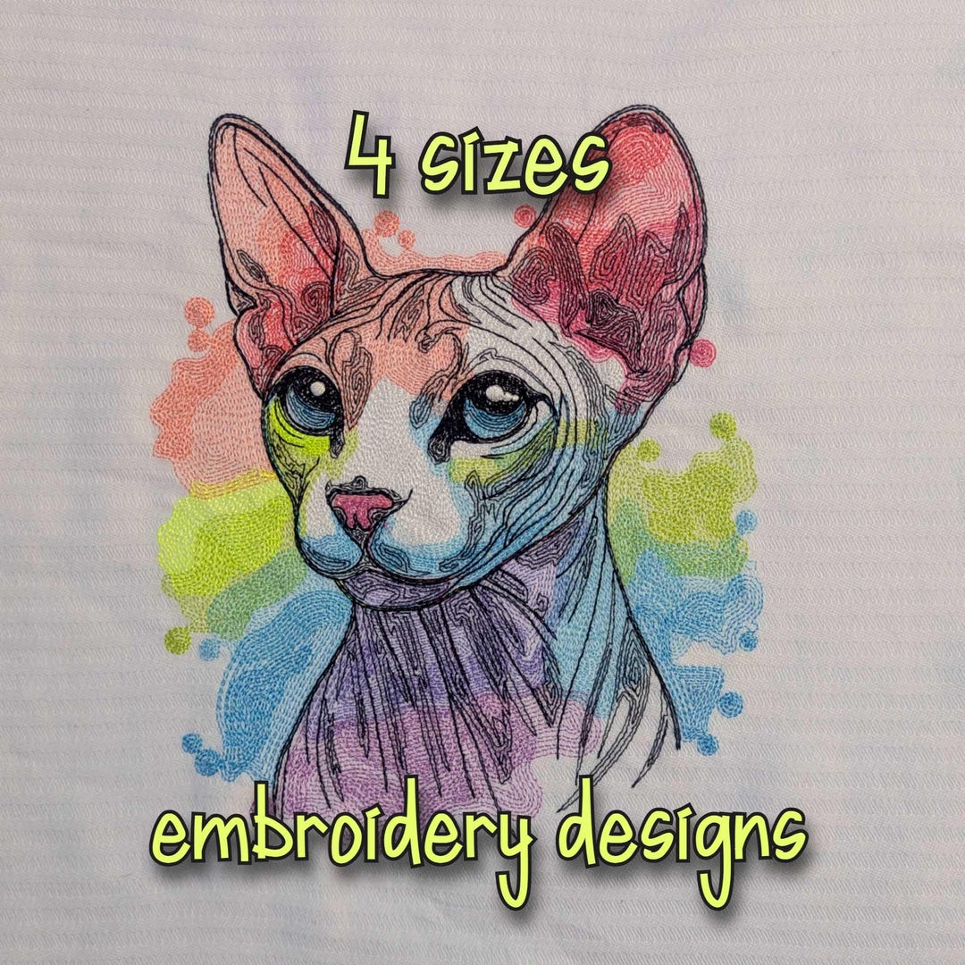Sphynx Cat Embroidery Designs Cute Machine Embroidery Design Digital Files Fast Shipping - Etsy