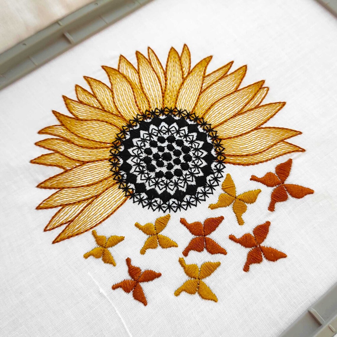 Embroidery Design Sunflower Embroidery Designs Butterflies - Etsy