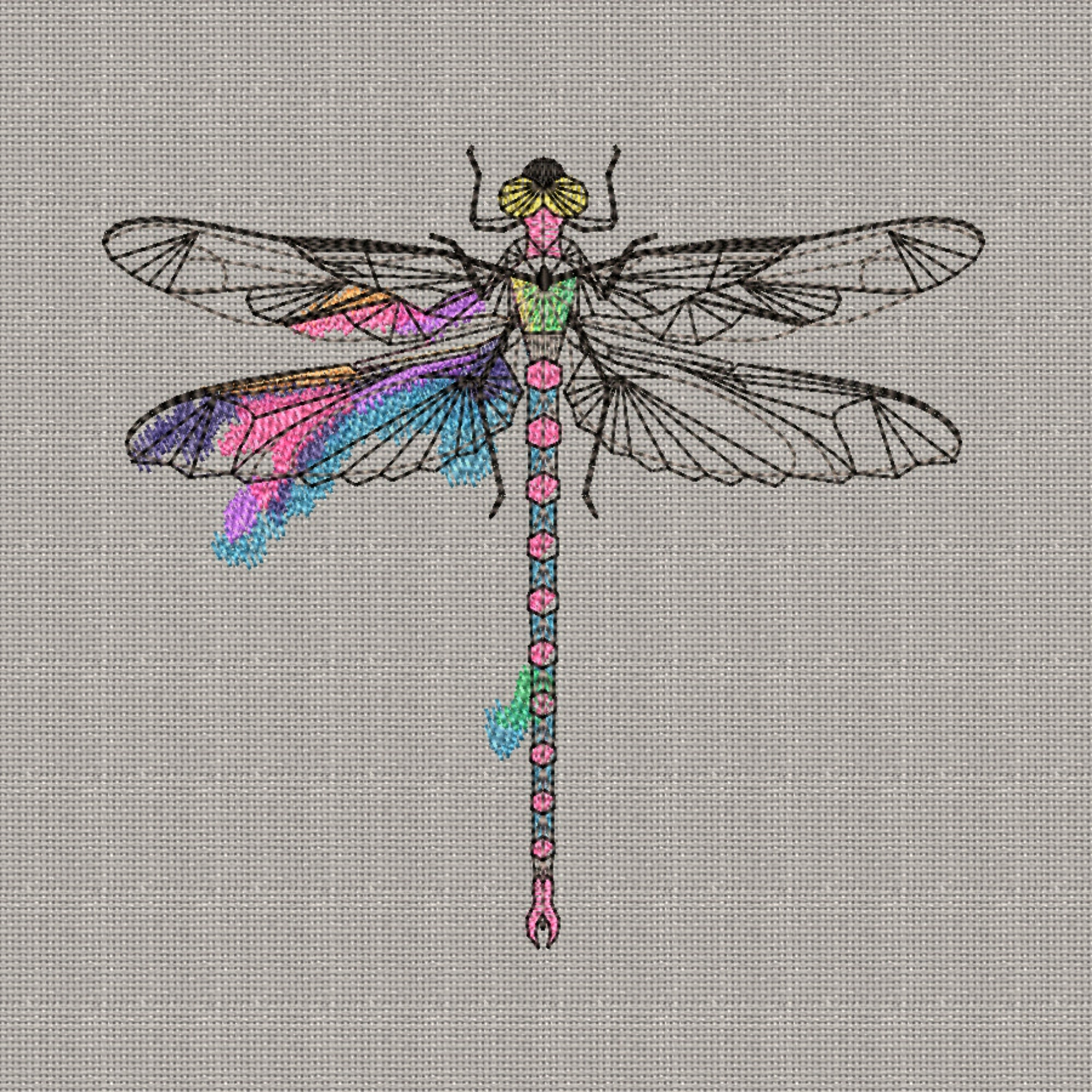 Embroidery Designs Dragonfly Embroidery Design Rainbow | Etsy