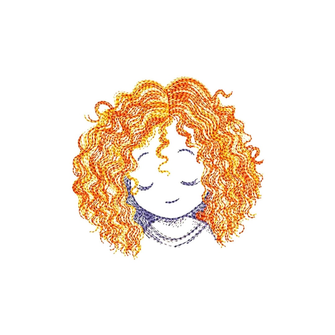 Redhead Girl Machine Embroidery Design | 5x7 Hoop File | Curly Hair ...