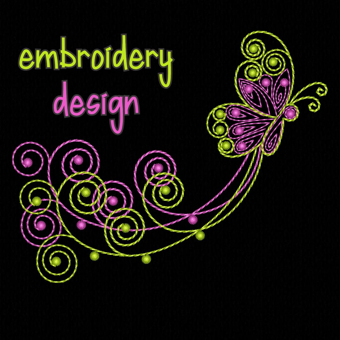 Butterfly Swirls Embroidery Design Butterflies Embroidery Designs Cute ...