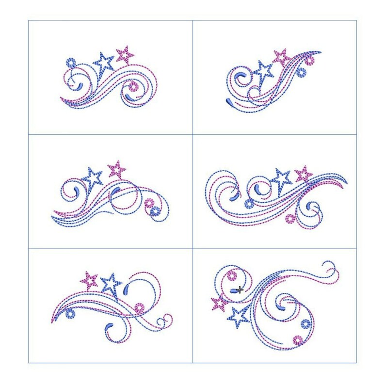 Embroidery Designs Swirls Embroidery Design Stars | Etsy