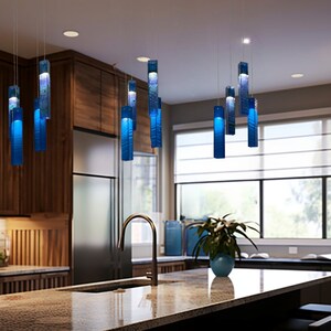 Sea Glass, Kitchen Décor. Blown Glass Pendant Lights for Kitchen Island ...