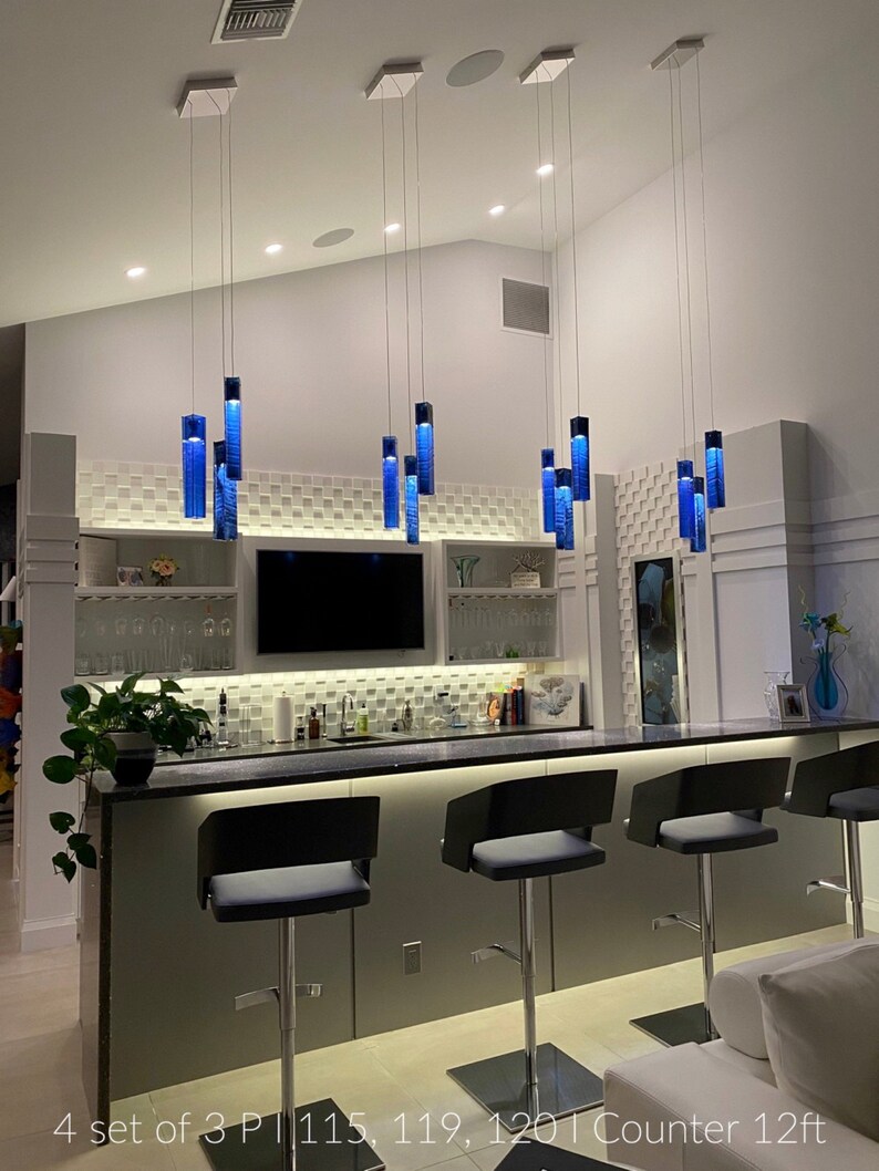 Sea Glass Kitchen Décor. Blown Glass Pendant Lights for - Etsy