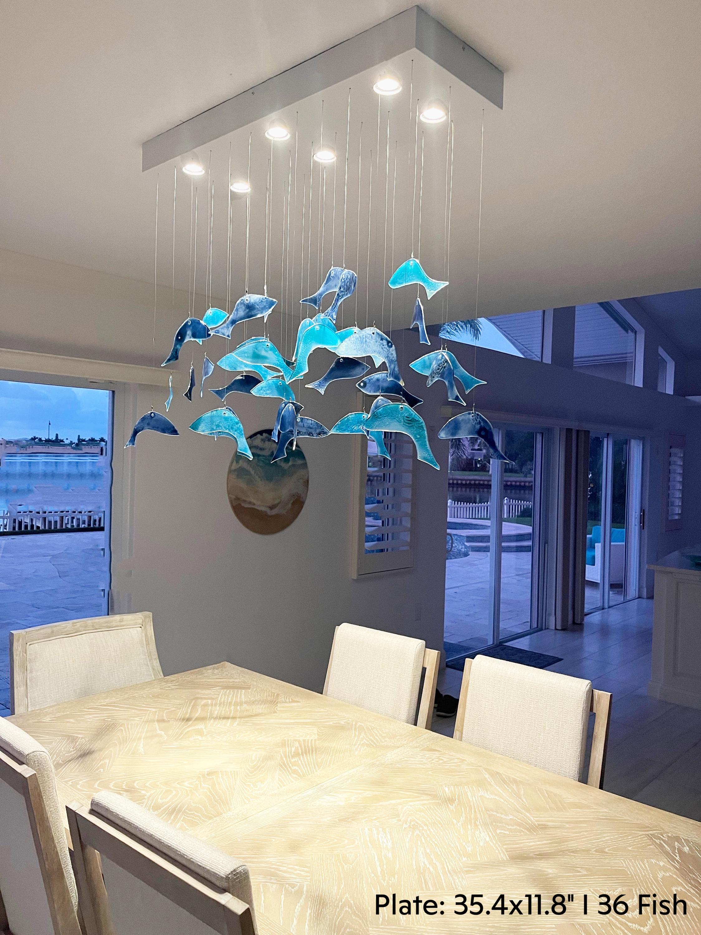Sea Glass, Beach Decor. Fish Chandelier for Coastal Room Decor. Fish ...