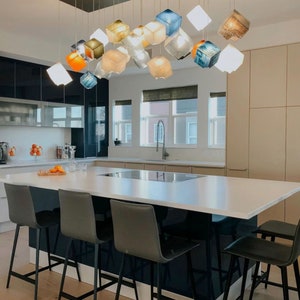 Dining Room Lighting, Blown Glass Chandelier. Unique Ceiling Chandelier ...