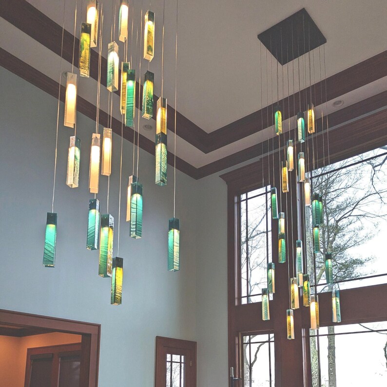 Sea Glass Chandeliers Lighting for Ocean-inspired Decor. Blown Glass ...