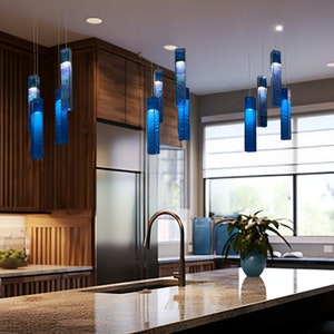 Blown Glass Island Lighting. Light Fixture for Kitchen Island, Boho ...