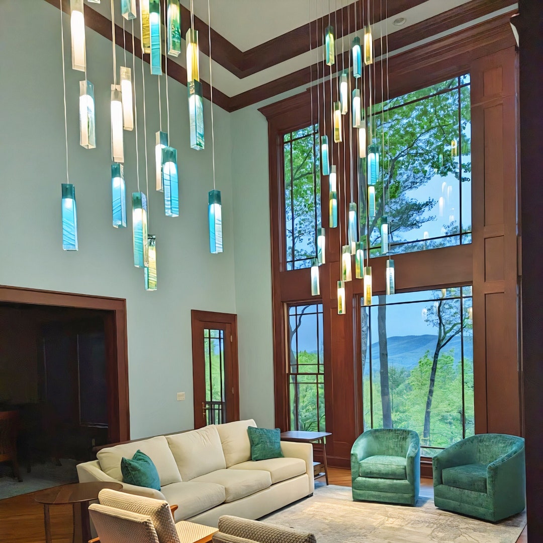 Sea Glass Chandeliers Lighting for Ocean-inspired Décor. Blown Glass ...