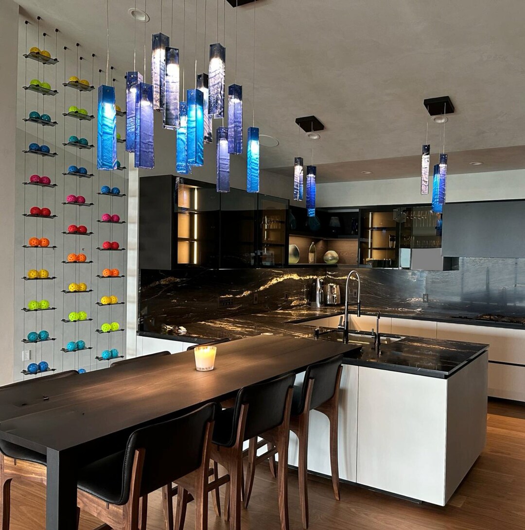 Kitchen Décor. Sea Glass Pendant Lights for Kitchen Island. Beach Glass ...