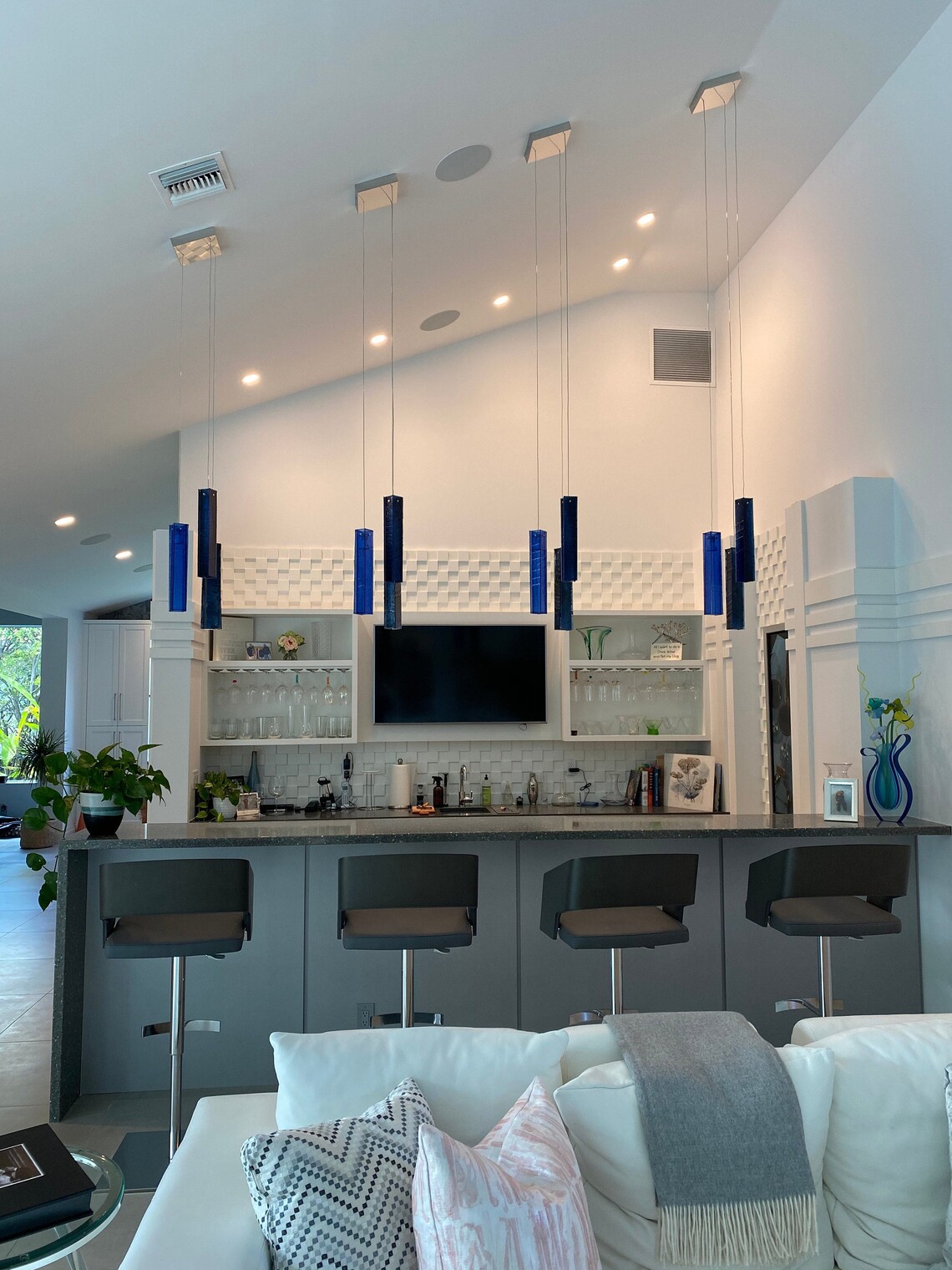 Kitchen Island Lighting. Blue Pendant Light for Kitchen Décor. - Etsy